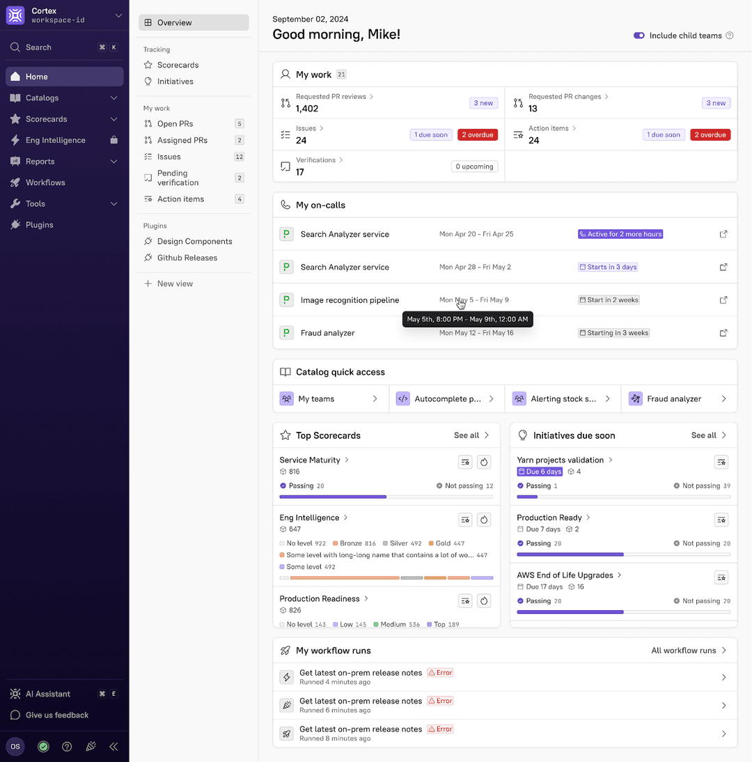 Engineering Homepage: See what matters most | Cortex